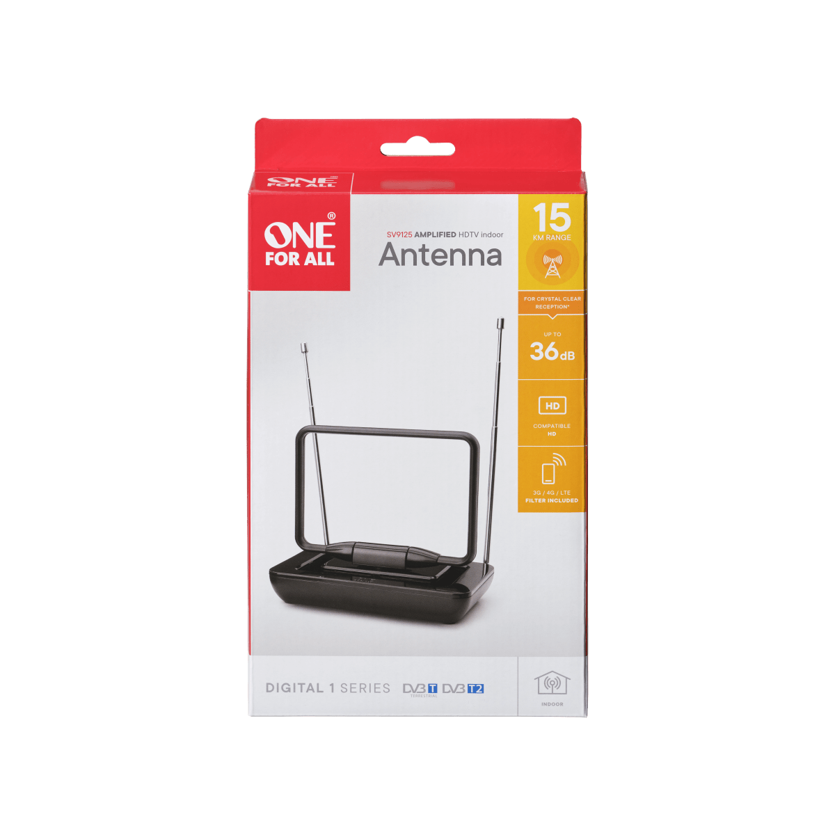 Skaitmeninė vidaus antena ONE FOR ALL HD DVB-T2 ANT 5G EU / SV9125 ...