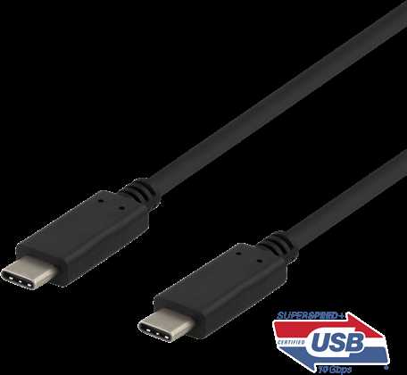 DELTACO USB-C į USB-C laidas, 1m, 10Gbps, 100W 5A, USB 3.1 Gen Juodas ...
