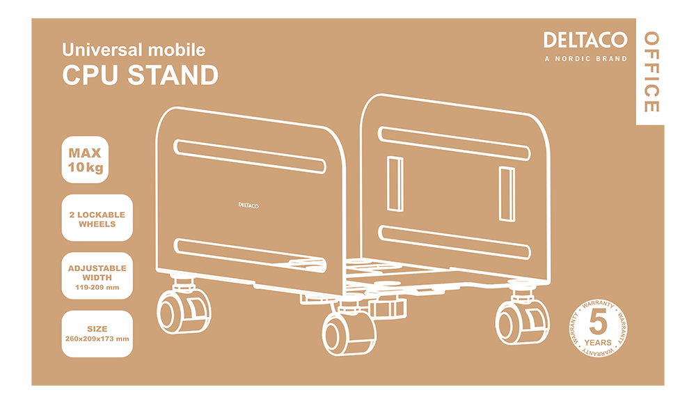 Laikiklis Universalus mobilus procesoriaus stovas DELTACO OFFICE juodas ...