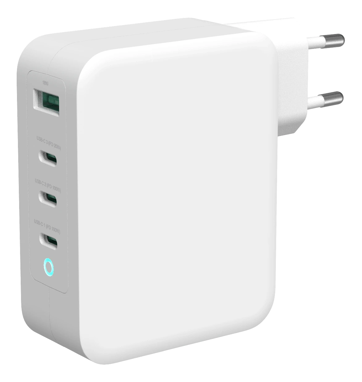 USB-C sieninis įkroviklis DELTACO 1x USB-A, 3x USB-C, bendra galia 130 ...