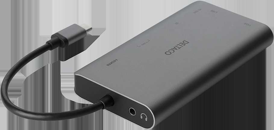 Įkrovimo stotelė DELTACO USB-C i HDMI / VGA / USB / RJ45 / SD, USB-C ...