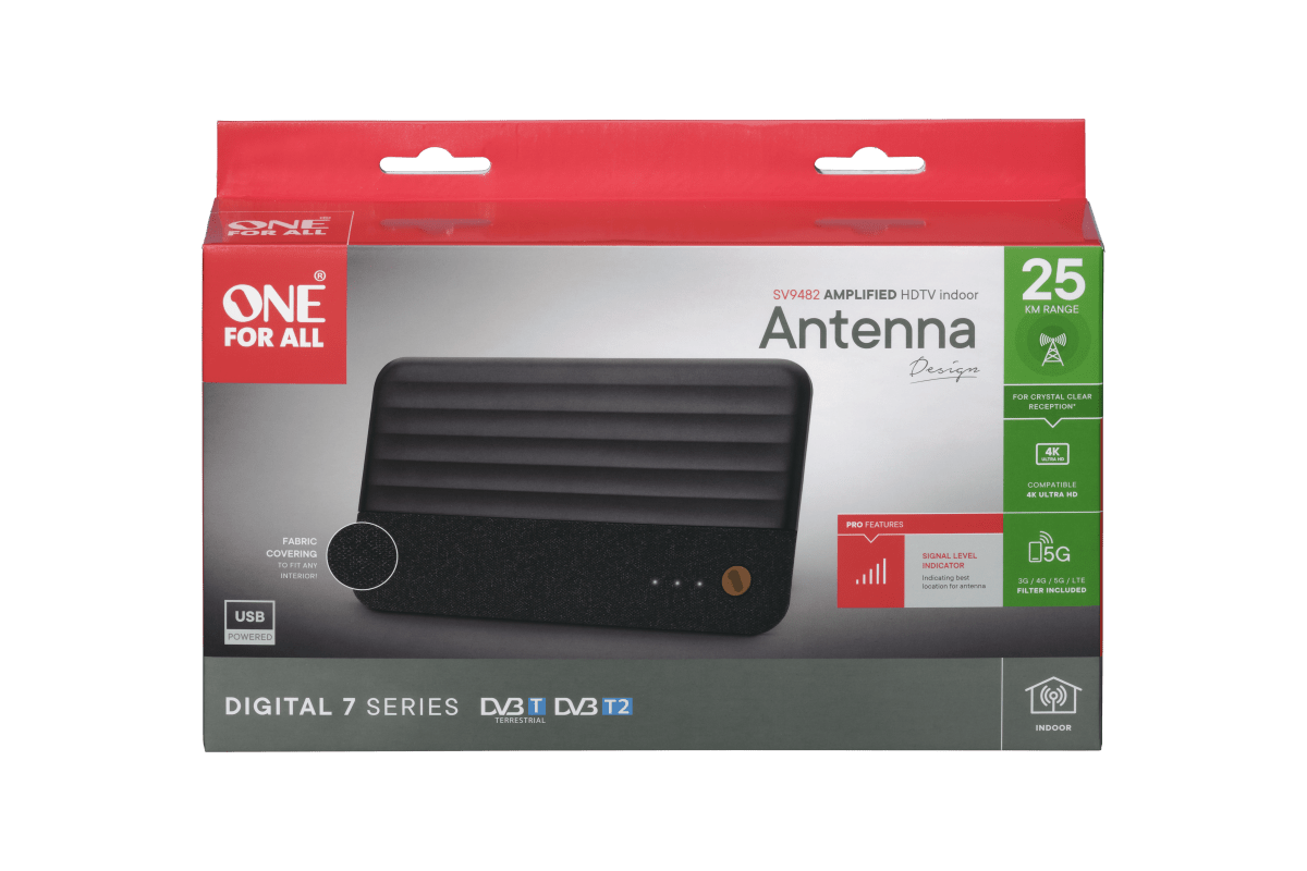 Skaitmeninė vidaus antena ONE FOR ALL DVB-T2 5G EU 4K Ultra HD / SV9482 ...