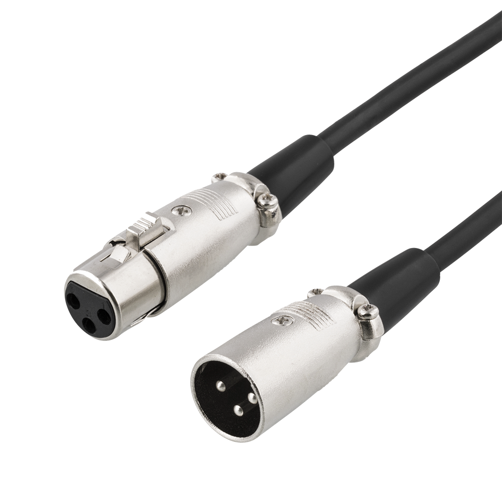 XLR audio kabelis DELTACO 3-pin male - 3-pin female, 26 AWG, 1m, juodas ...