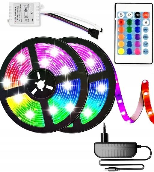 5 m RGB LED juosta + nuotolinio valdymo pultas + maitinimo šaltinis ...