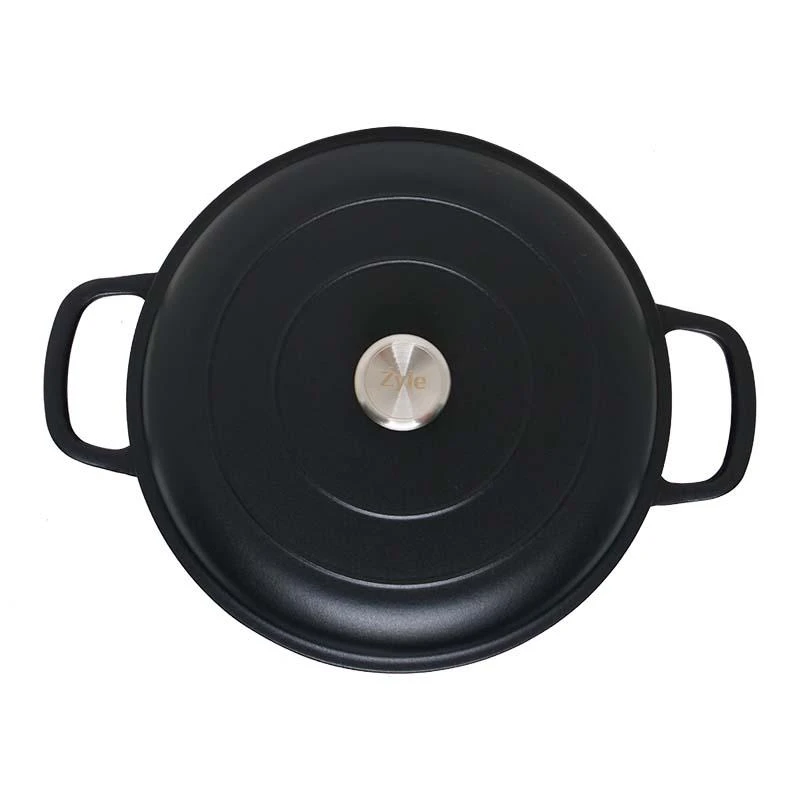 Apvalus emaliuotas ketaus puodas Zyle ZY030CBKI Ø30 cm, 3,5 l, juodas ...