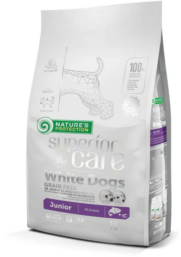 NATURE'S PROTECTION SUPERIOR CARE Baltas Dogs begrūdis su lašiša Junior ...