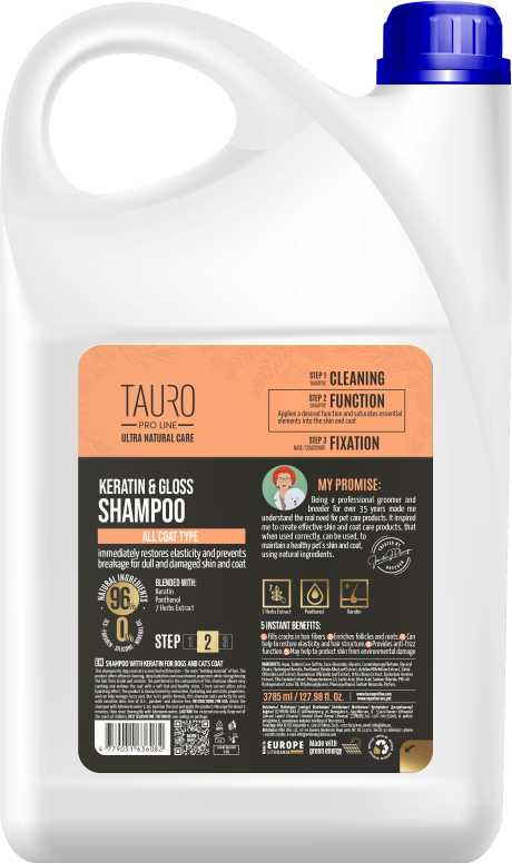 TAURO PRO LINE Ultra Natural Care Keratin & Gloss Šampūnas, šampūnas su ...