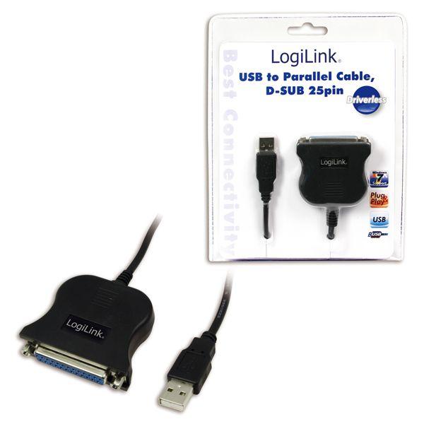 LogiLink USB 2.0 adapteris Paralel (LPT) DB25 , 1,8m | USB A patinas ...