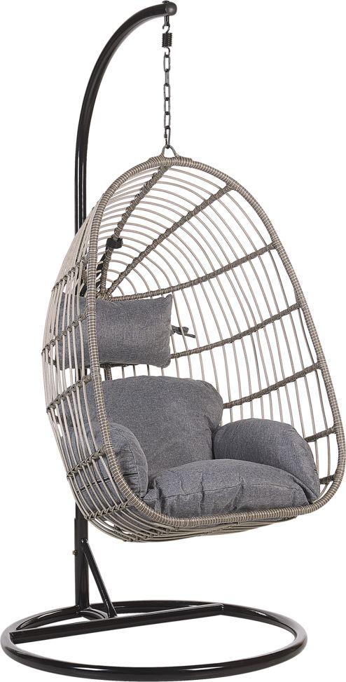 Beliani Sėdynė kabo su rotango stovas pilka CASOLI (188797), modelis ...