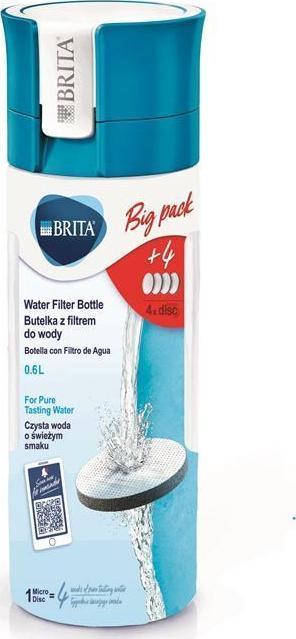 Filtruojanti gertuvė Brita Fill&Go 0,6L (Mėlyna) + 4 MicroDisc filtrai ...