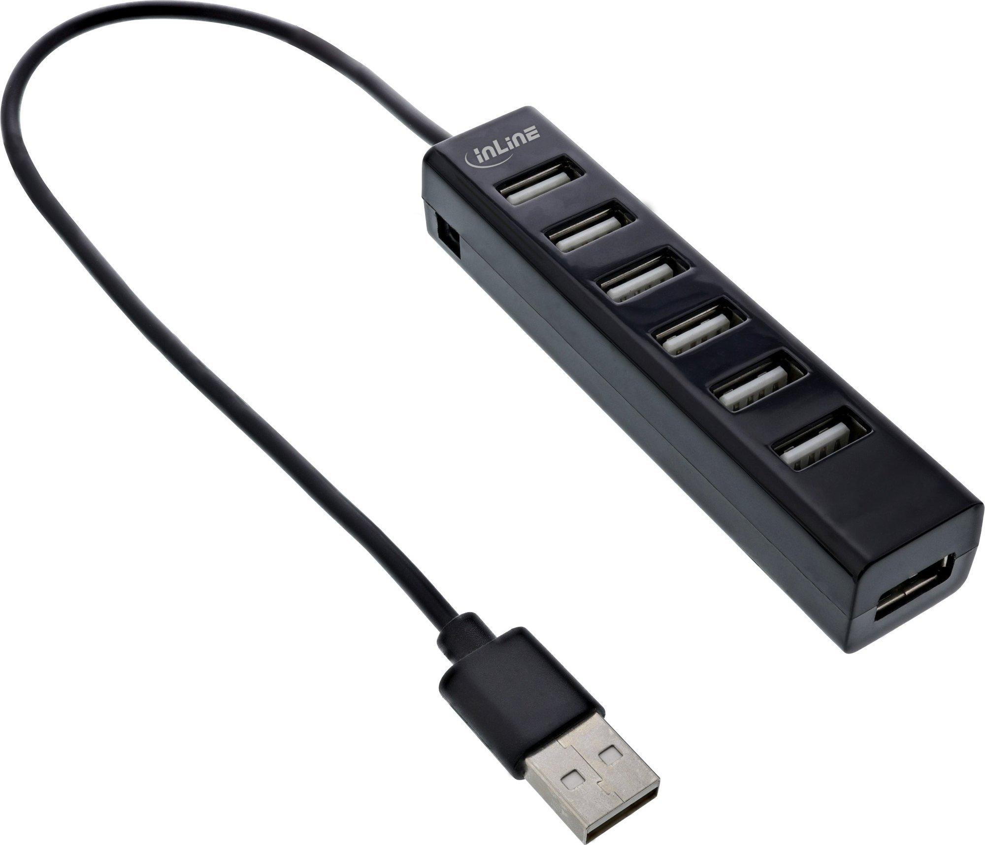 HUB USB InLine® USB 2.0 7 prievadų šakotuvas, A tipo vyriškas iki 7x A ...