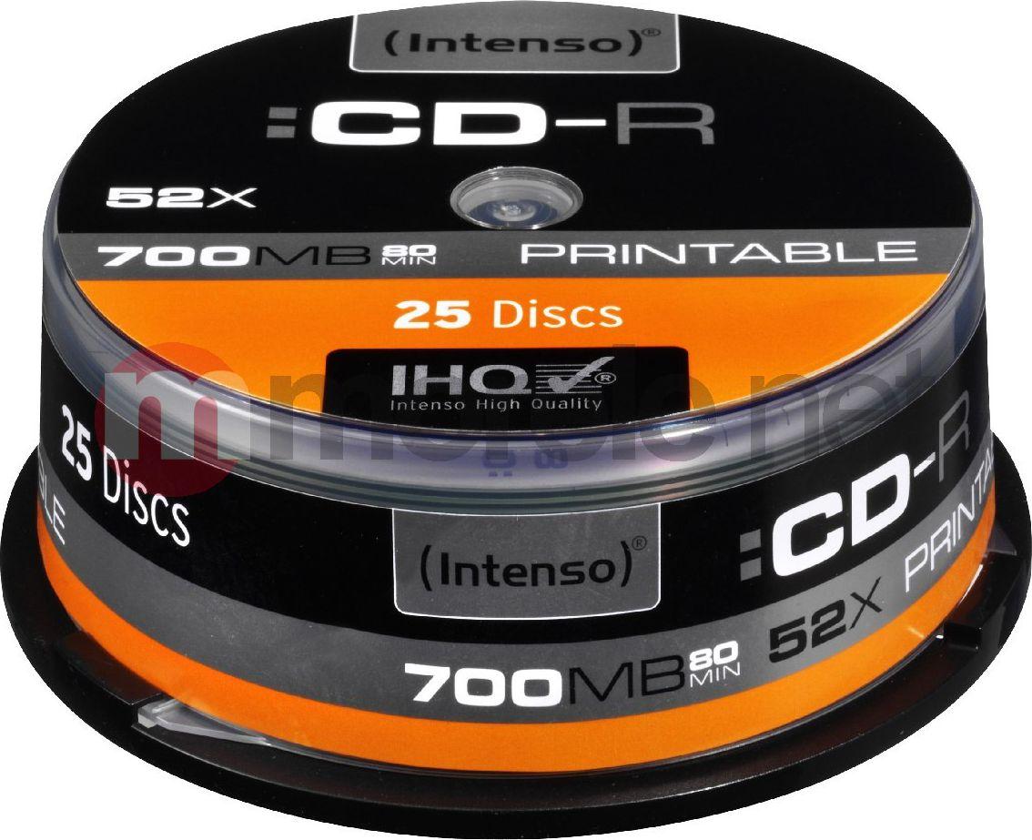 INTENSO 1801124 CD-R Intenso pyrago dėžutė 25 700 MB 52x, galima spausdinti – visas veidas ...