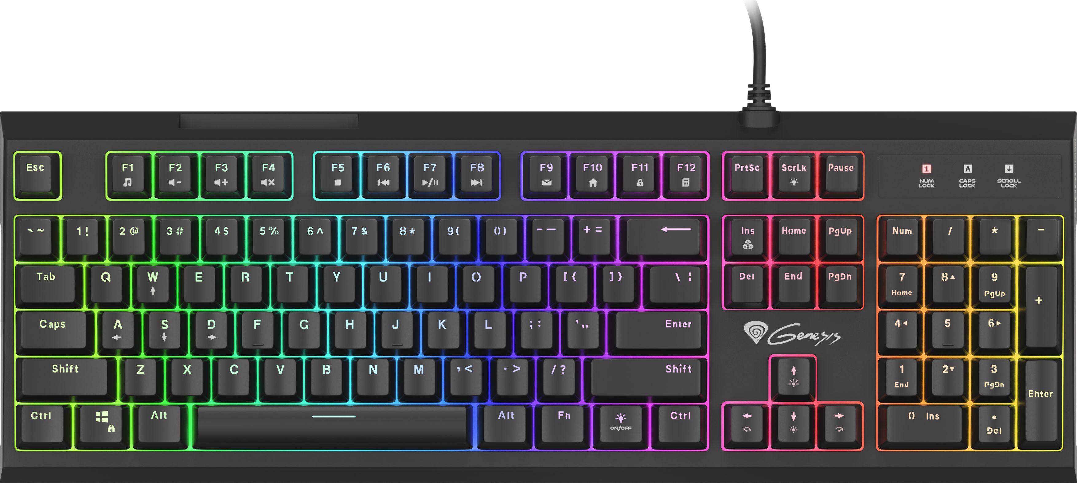Genesis hybrid switch klaviatūra žaidimams Thor 210 RGB US išdėstymas ...