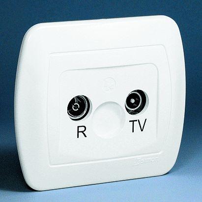 Kontakt-Simon AKORD RTV kiaurymė 10dB balta - AA10 / 11 antenos lizdas ...