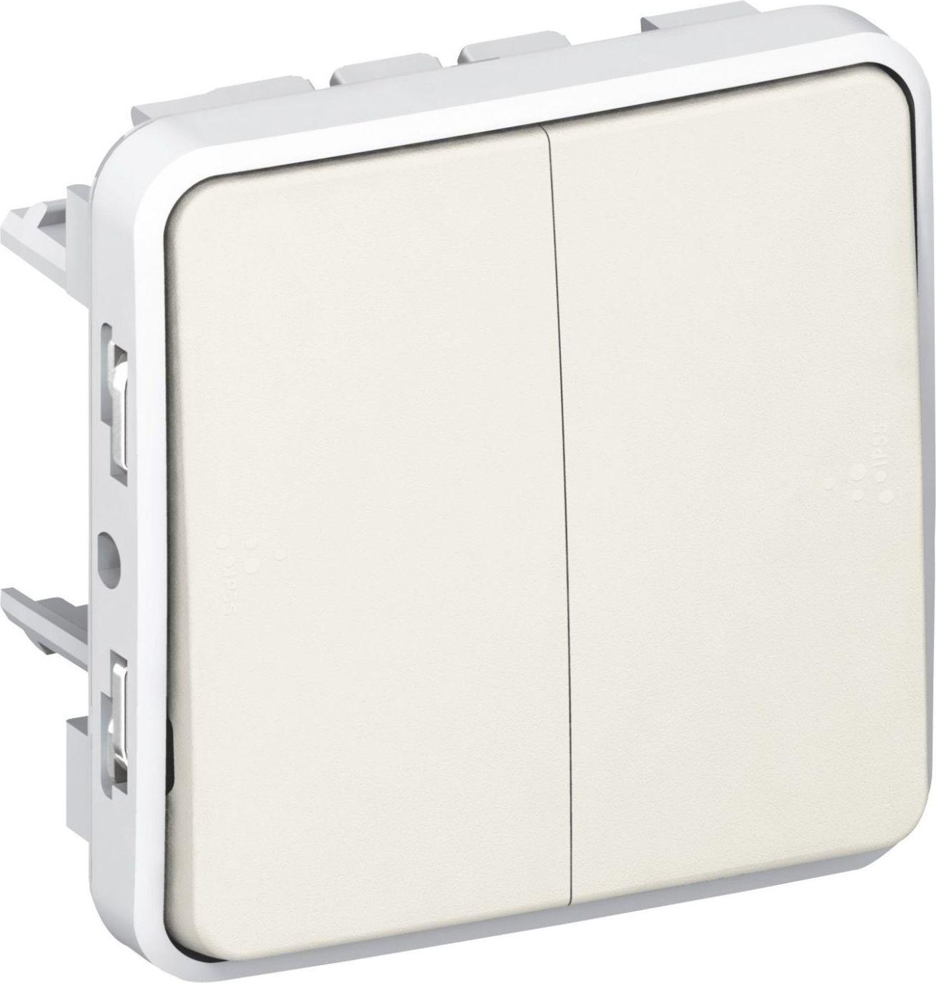 Legrand laiptų jungiklis Plexo55 double balta / ecru (069625), modelis ...
