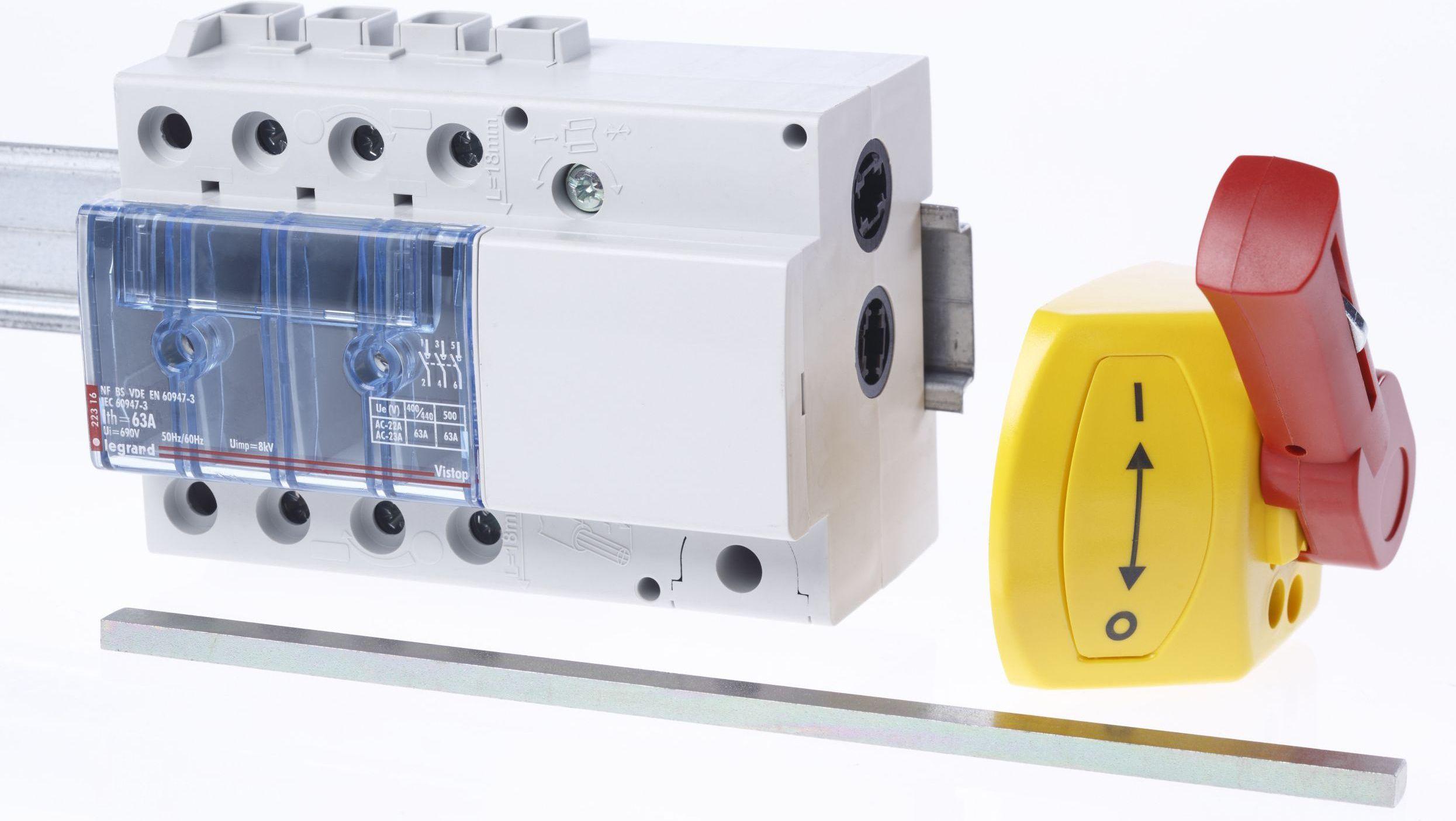 Legrand Vistop jungiklio skyriklis 3P 63A šoninė pavara raudona (022316 ...