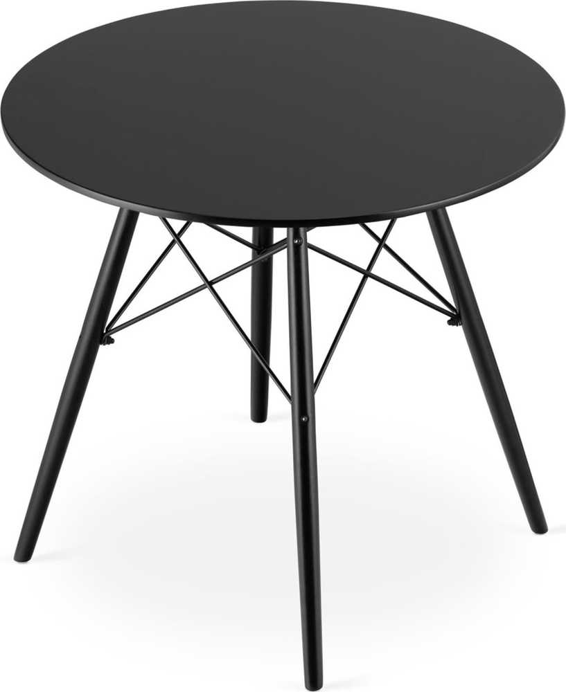 Leobert Modern wooden round table 80 cm - juodas / juodas legs 80 cm ...