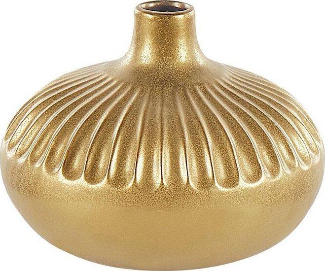 Lumarko Beliani Dekoratyvinė vaza CERCEI Akmens masė 20 cm Auksinis ...