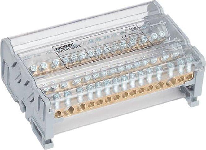 MOREK Paskirstymo ir paskirstymo blokas MOBLOCK 4 polių 125A-15 2x35mm2 ...