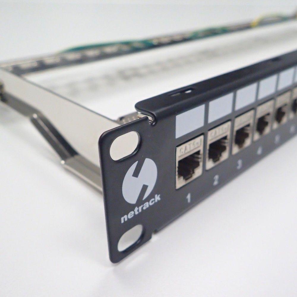 NETRACK 104-21 patch panel Keystone 19 colių 24 jungtys FTP su lentyna, modelis - 104-21, žema ...