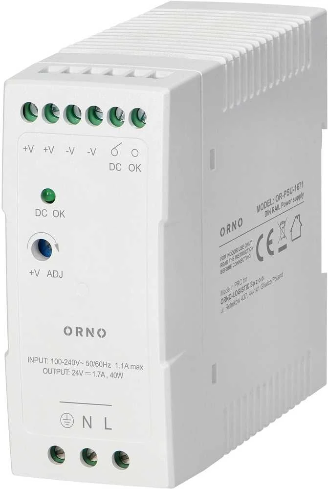 Orno Pramoninis maitinimo šaltinis, DIN bėgelis, 24VDC, 2.5A, 60W ...