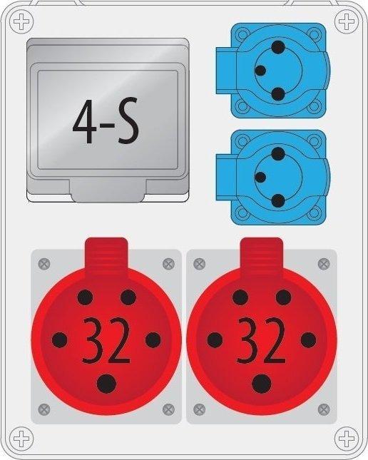 Komutatorius R-BOX 240 4S 2x32A / 5P 2x250V tuščias langas, b / R IP44 ...