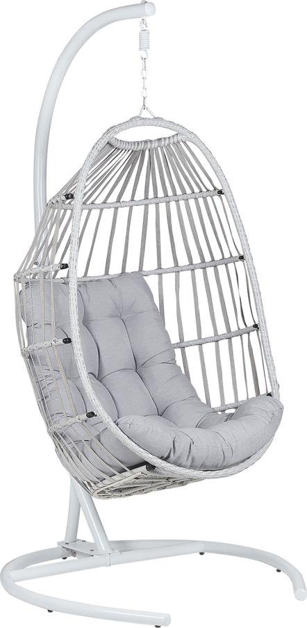 Beliani Shumee Sėdynė kabo su rotango stovas šviesiai pilka SEIA ...