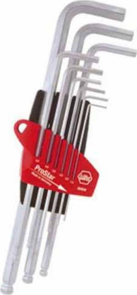 Šešiakampių L-formos raktų rinkinys WIHA ProStar laikiklyje (9 vnt.), modelis - 07192, žema ...