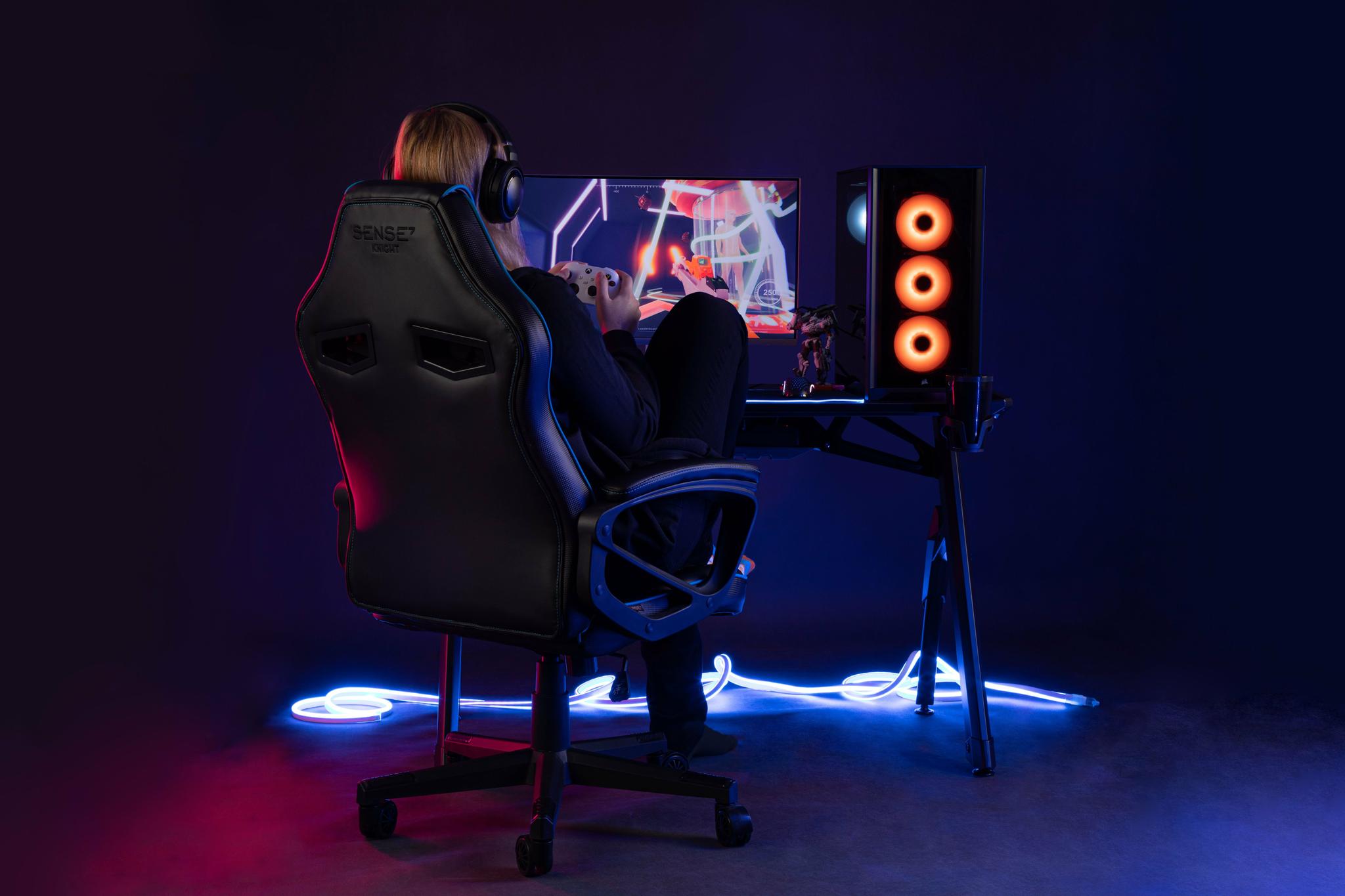 Žaidimų kėdė Sense7 Knight Gaming Chair, Juoda-mėlyna, žema kaina ...