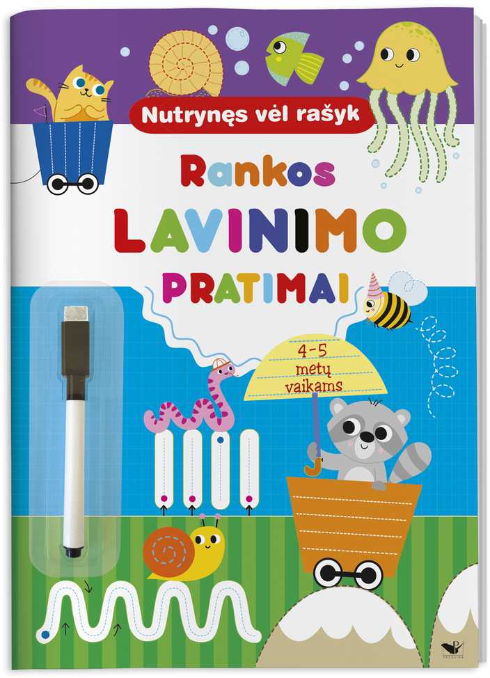 KNYGA Rankos lavinimo pratimai 4-5 metų vaikams su flomasteriu, žema ...
