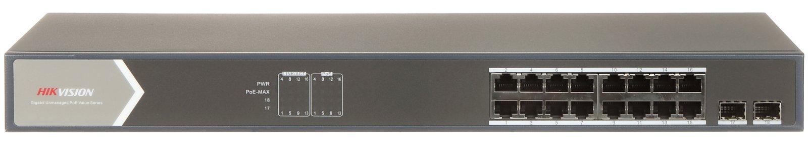 Šakotuvas SWITCH POE DS-3E0518P-E / M 16 PRIEVADŲ SFP Hikvision, modelis - DS-3E0518P-E/M, žema ...