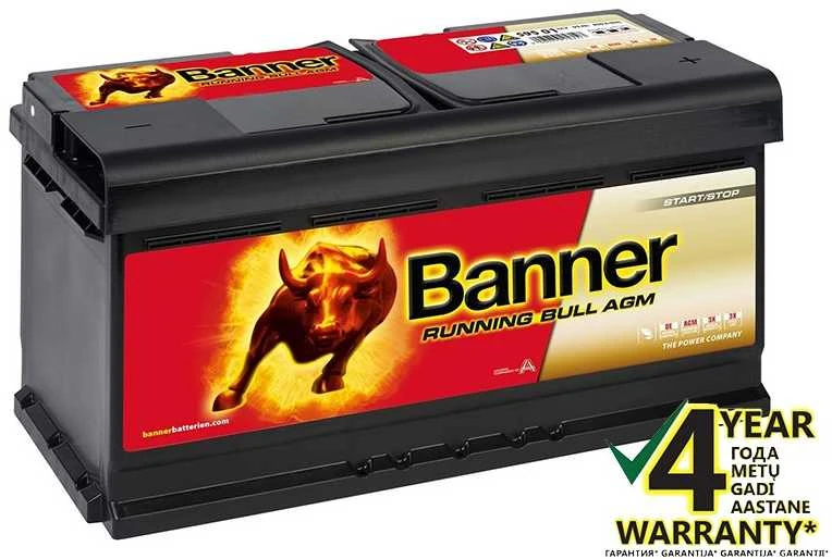 BANNER Running Bull AGM 59501 95Ah 850A (EN) akumuliatorius, žema kaina ...