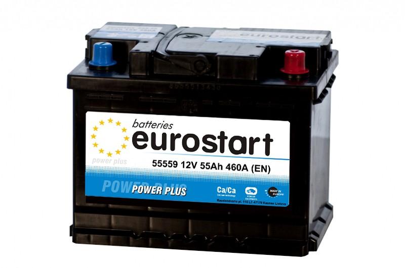 EUROSTART POWER PLUS 55559 55Ah akumuliatorius, žema kaina | Varle.lt