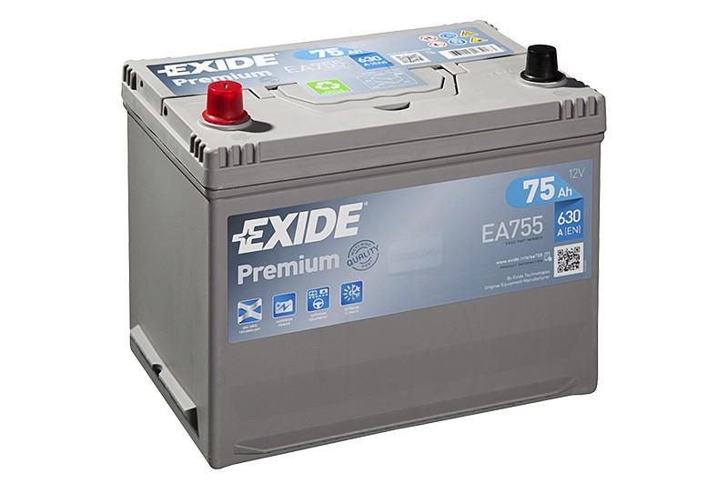 EXIDE Premium EA755 75Ah 630A (EN) 12V akumuliatorius, modelis - EA755 ...