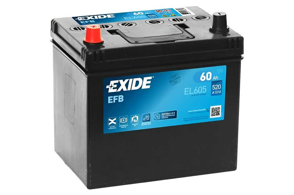 EXIDE EL605 EFB 60Ah 520A (EN) 12V akumuliatorius, žema kaina | Varle.lt