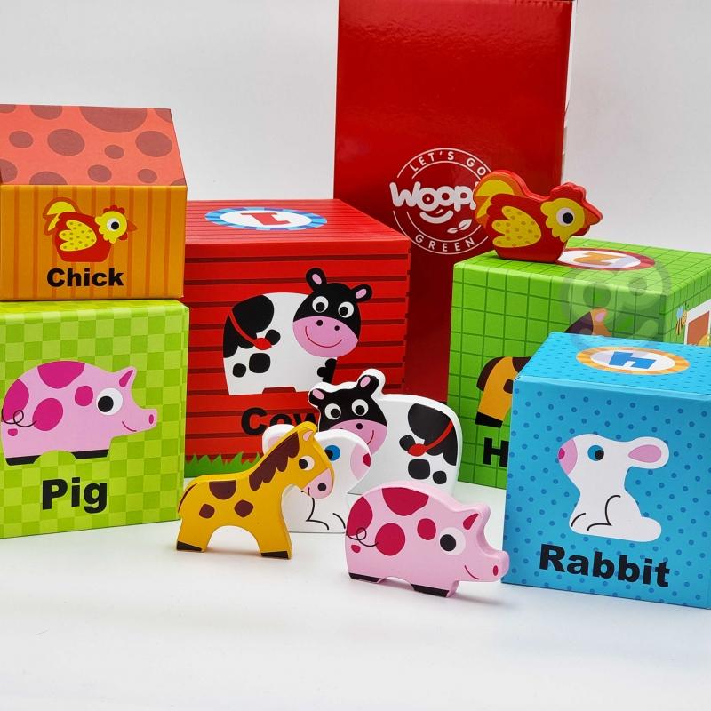 Mediniai kubeliai su figūrėlėmis - Woopie Green, modelis - LE10895, žema kaina | Varle.lt