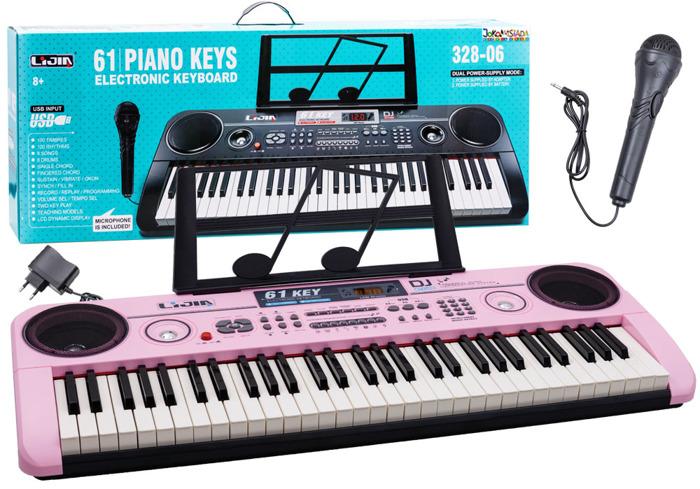 Vaikiškas Pianinas Su 61 Klavišu Ir Mikrofonu Rožinis Modelis Hrin0082 žema Kaina Varlelt