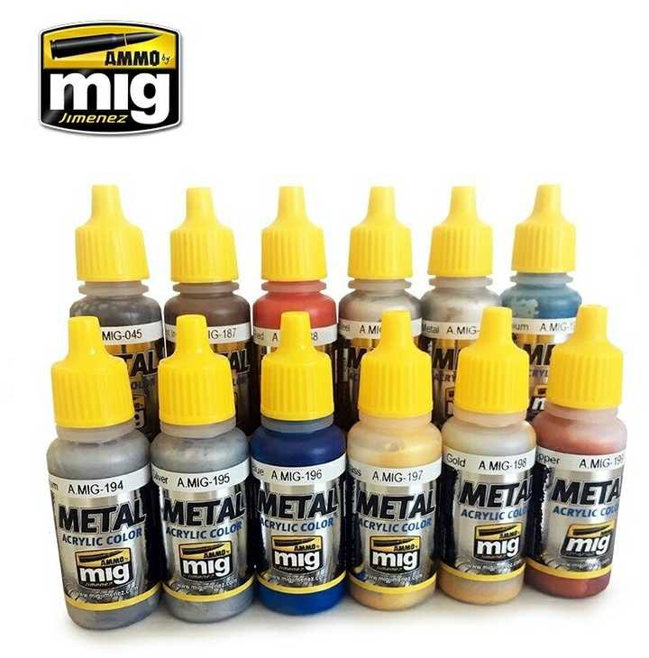 AMMO by MIG Jimenez AMMO MIG - Akrilinių dažų rinkinys Metallic Colors ...