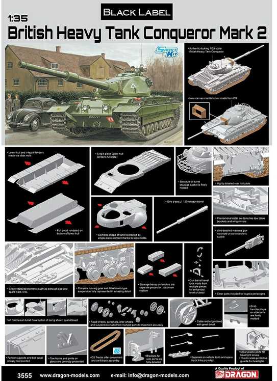 Dragon - British Heavy Tank FV214 Conqueror Mark 2 Juodas Label, 1 / 35 ...
