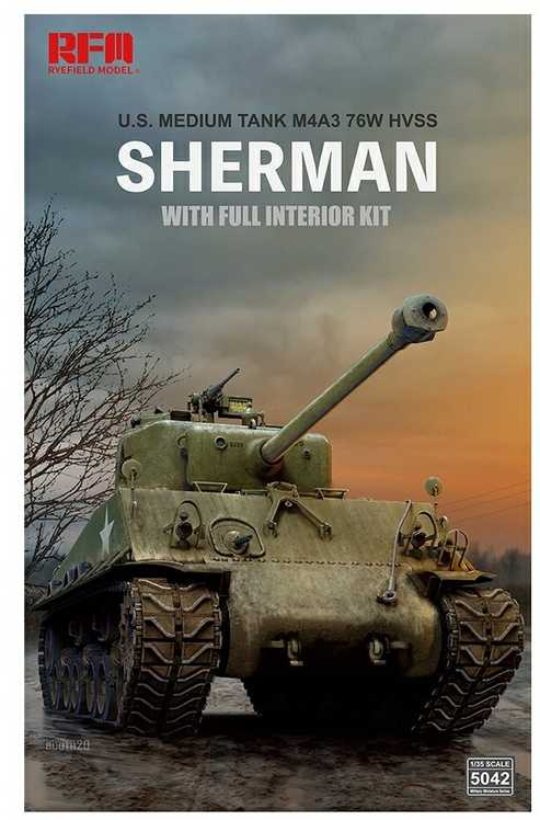 Rye Field Model - M4A3 76W HVSS Sherman With full interior and workable track links, 1 / 35, RFM ...
