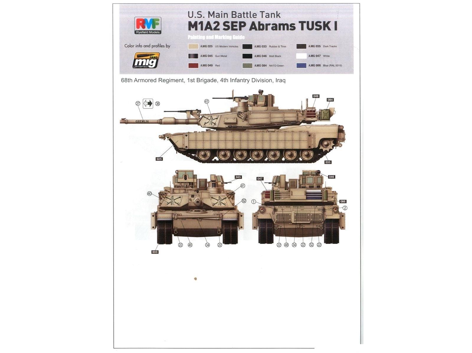 Rye Field Model - U.S. Main Battle Tank M1A2 SEP Abrams TUSK I / TUSK ...
