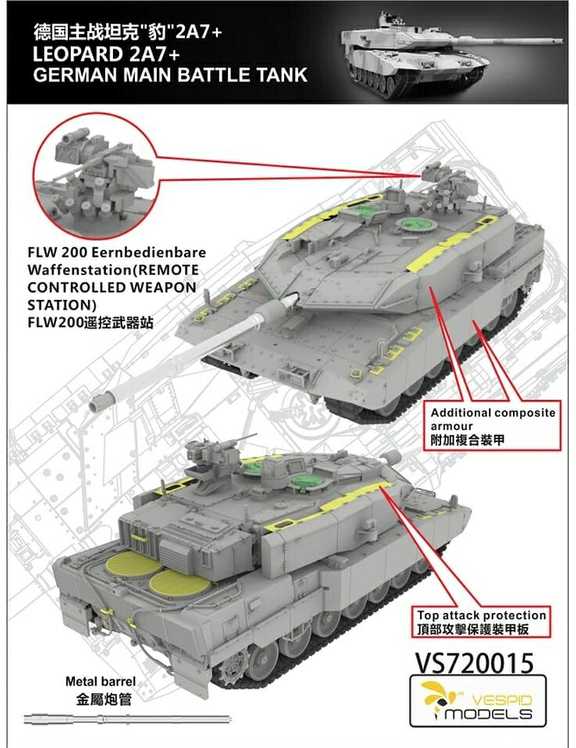 VESPID MODELS - German main battle tank Leopard 2A7+, 1 / 72, 720015 ...