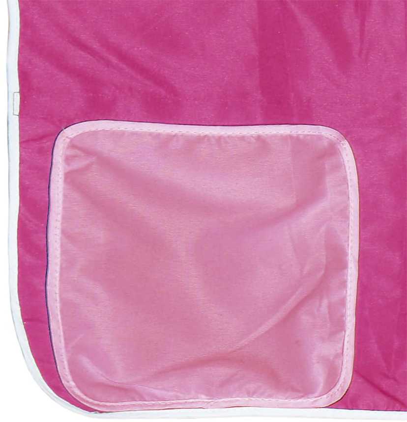 Aukšta vaikiška lova su tuneliu, rožinė, 90x200cm, pušis, modelis ...