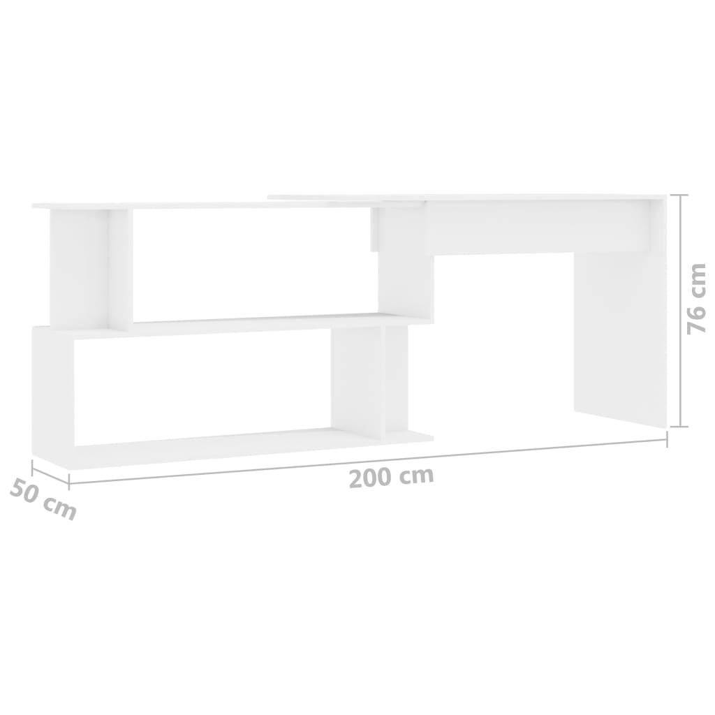 Kampinis rašomasis stalas, baltas, 200x50x76cm, MDP, blizgus, modelis ...