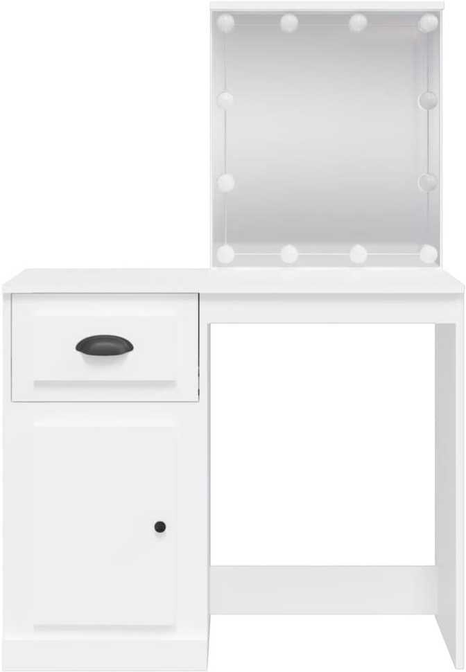 Kosmetinis staliukas su LED lemputėmis, baltas, 90x42x132,5cm, modelis ...