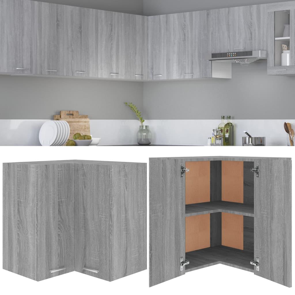 Pakabinama kampinė spintelė, pilka ąžuolo, 57x57x60cm, mediena, modelis ...