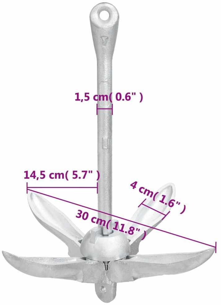 Sulankstomas inkaras, sidabrinis, 1,5kg, kalioji geležis, modelis ...