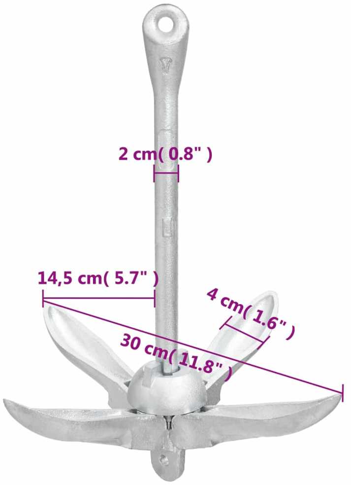Sulankstomas inkaras, sidabrinis, 2,5kg, kalioji geležis, modelis ...