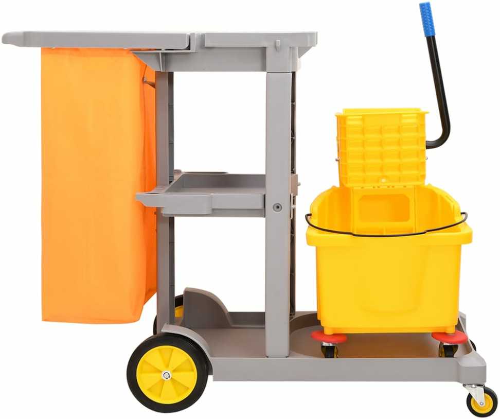 Valymo vežimėlis su grindų plovimo kibiru, polipropilenas, modelis ...