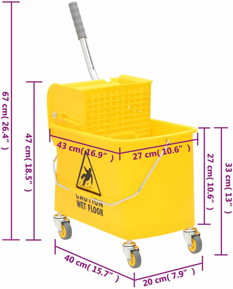Valymo vežimėlis su grindų plovimo kibiru, polipropilenas, modelis - 3186935, žema kaina | Varle.lt